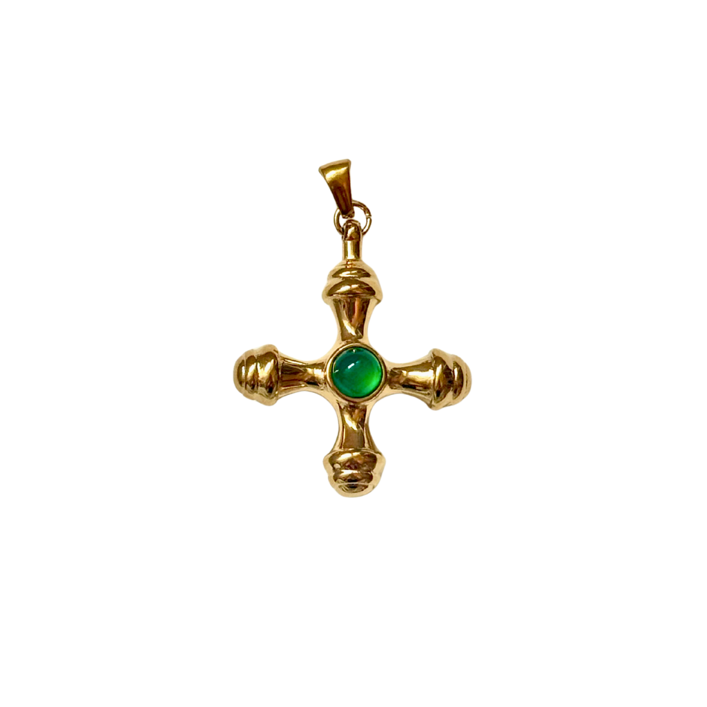 Green Stone Cross Charm – Kiss Me Kate Jewelry